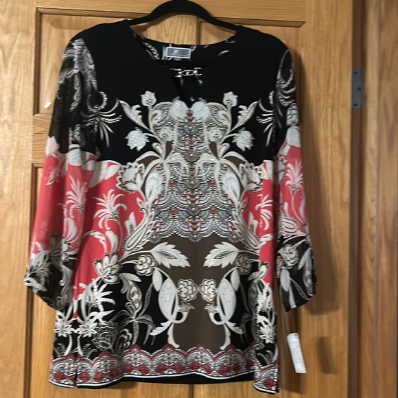 JM Collection | Tops | Medium Black And Pink Blouse Jm Collection ...